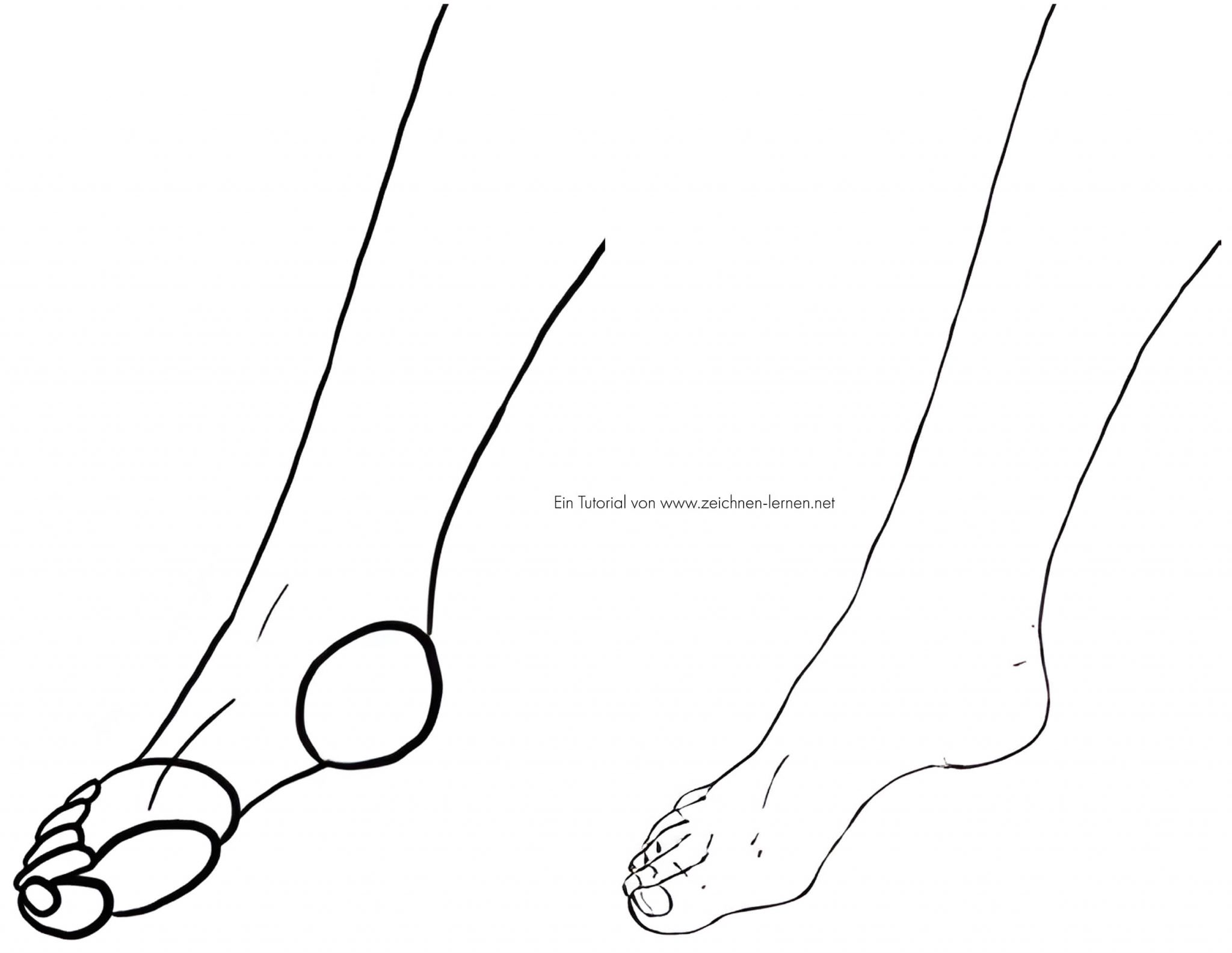 Learn to draw feet and shoes - step by step instructions